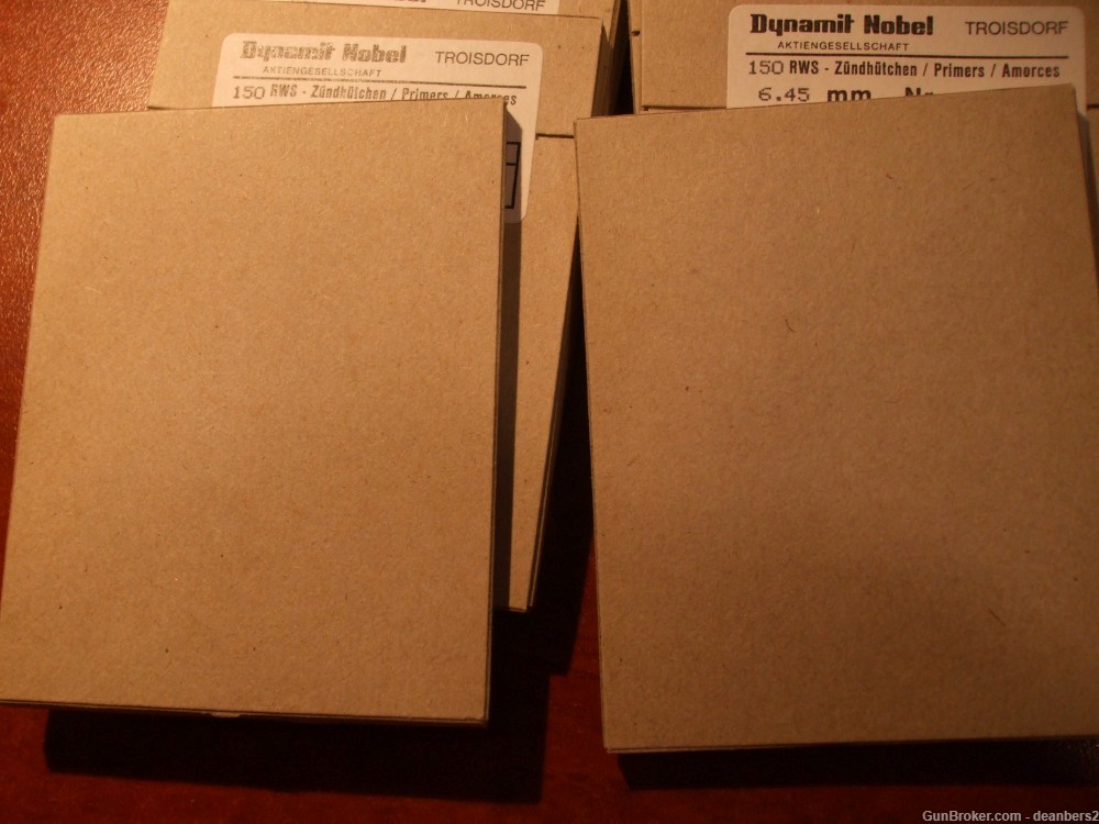 1200 Dynamit Nobel 6.45mm, Nr. 6504 Berdan Primers, 8 boxes of 150 ...