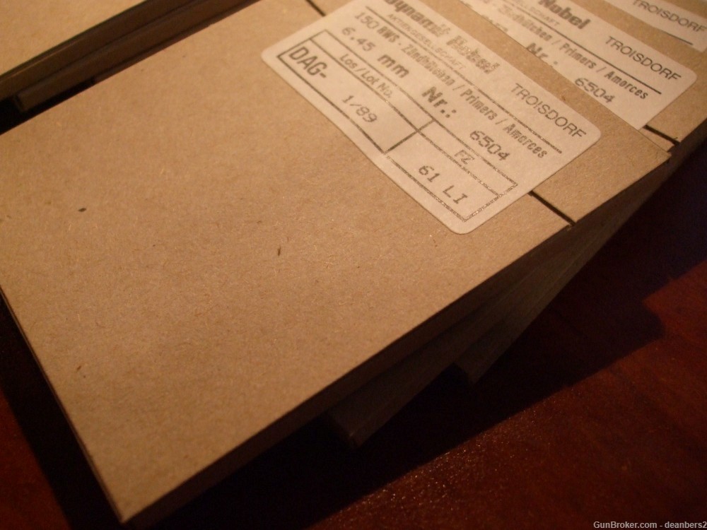 1200 Dynamit Nobel 6.45mm, Nr. 6504 Berdan Primers, 8 boxes of 150 ...