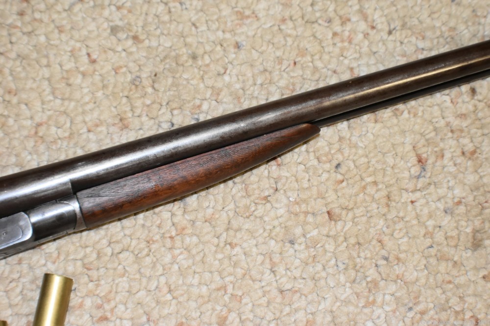 ANTIQUE DUMOULIN "THE INTERCHANGABLE" 12 GA SAWED OFF 20" STEEL BBLS ...