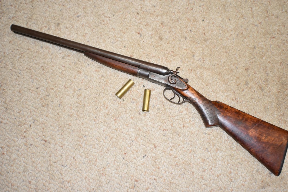 ANTIQUE DUMOULIN "THE INTERCHANGABLE" 12 GA SAWED OFF 20" STEEL BBLS ...