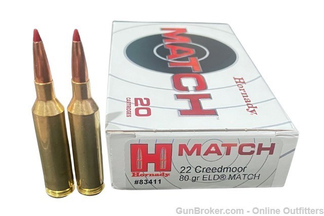 Hornady 83411 Match 22 Creedmoor 80 Grain ELD MATCH Brass Casing - Rifle Ammunition at GunBroker ...