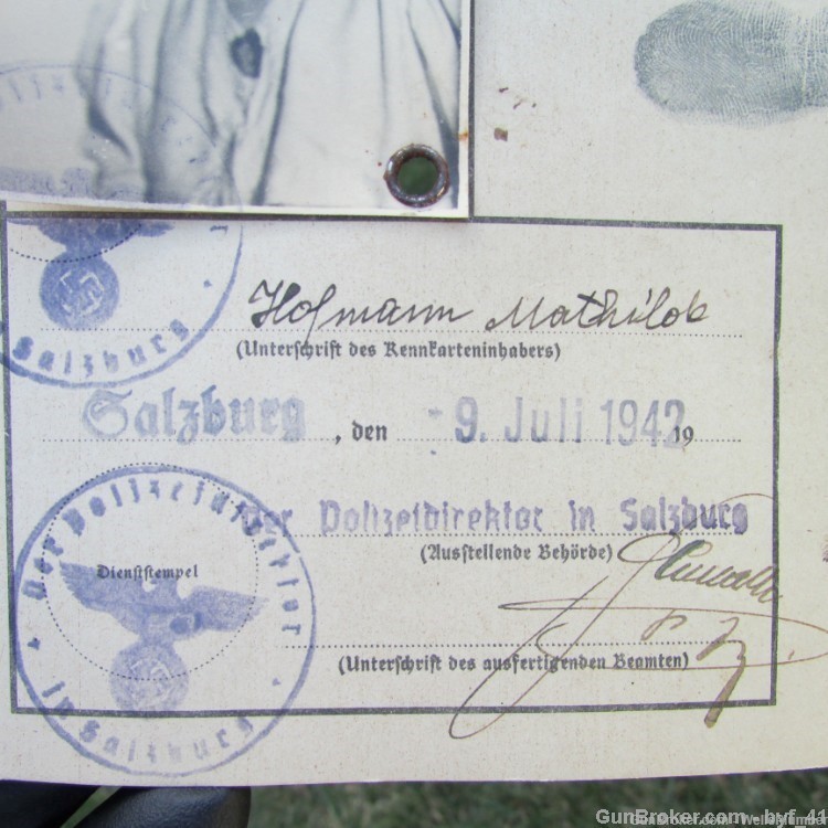 GERMAN WWII NSDAP IDENTIFICATION CARD "KENNKARTE" (JULY 9 1942) - WW1 ...