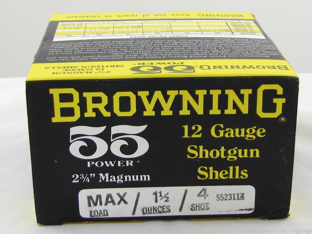 Browning 55 Power 12 Ga Magnum Shotshells - Full Box - Vintage Ammo at GunBroker.com : 1032910905