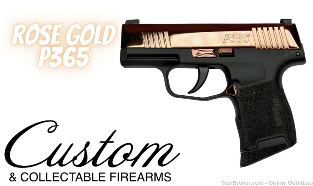 Custom Sig Sauer P365 9mm 3" 10+1 Hi-Polish Rose Gold Sig 365 Semi Auto ...