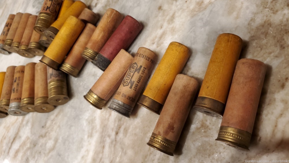 29 count 12 Gauge Paper shotgun shells - roll crimp mixed makes & shots ...