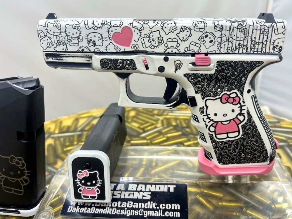Hello Kitty Glock 19C 9MM Engraved with Custom Case - Semi Auto Pistols at GunBroker.com ...