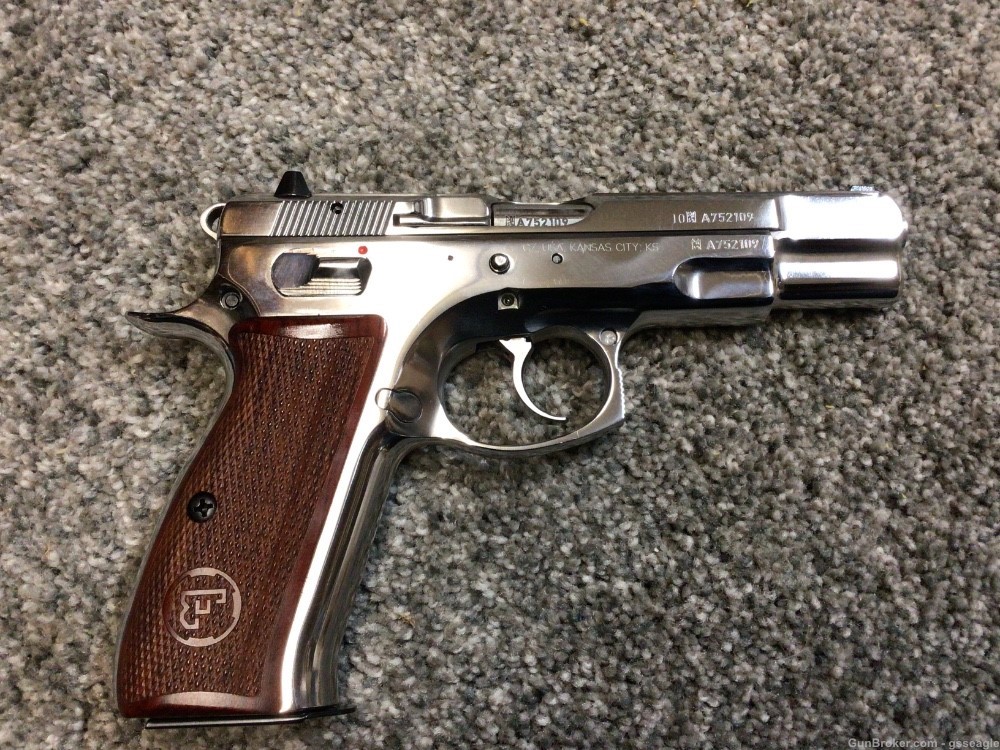 CZ 75 B Bright Polished Stainless 9mm Excellent Condition - Semi Auto Pistols at GunBroker.com ...
