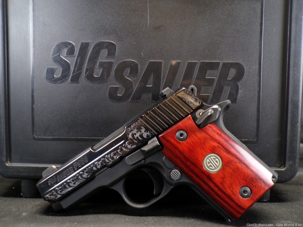 Sig Sauer P938 Engraved Rosewood 9MM - Semi Auto Pistols at GunBroker ...