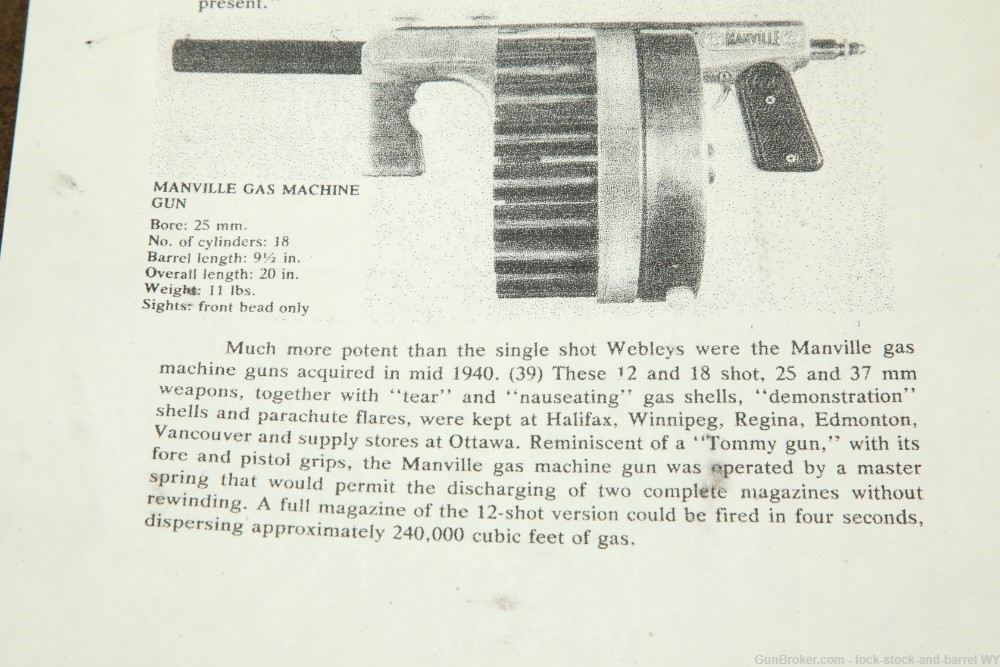 Authentic 1940 Manville Gas Grenade Machine Gun 25mm 18inch 18 Rounds ...