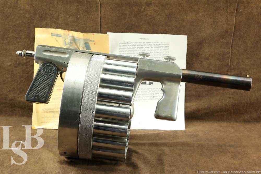 Authentic 1940 Manville Gas Grenade Machine Gun 25mm 18inch 18 Rounds ...