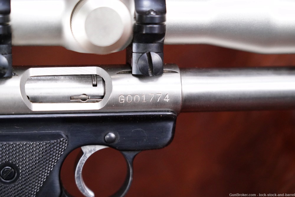 AMT Lightning .22 LR 10.5" Bull Barrel Semi-Auto Pistol & Scope 1984 ...