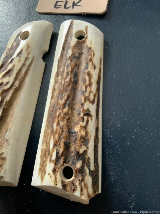 1911 elk stag antler grip set for full size standard 1911 - Pistol Grips at GunBroker.com ...