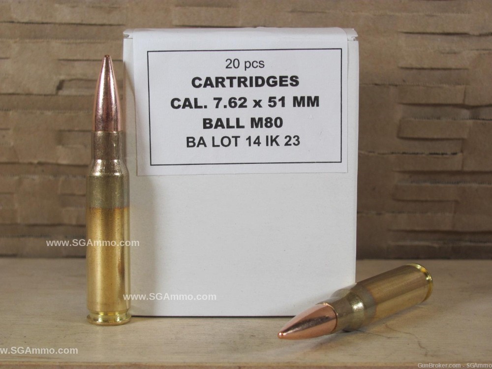 1000 Round Case - 7.62x51mm 147 Grain M80 NATO Ball Brass Case Igman ...