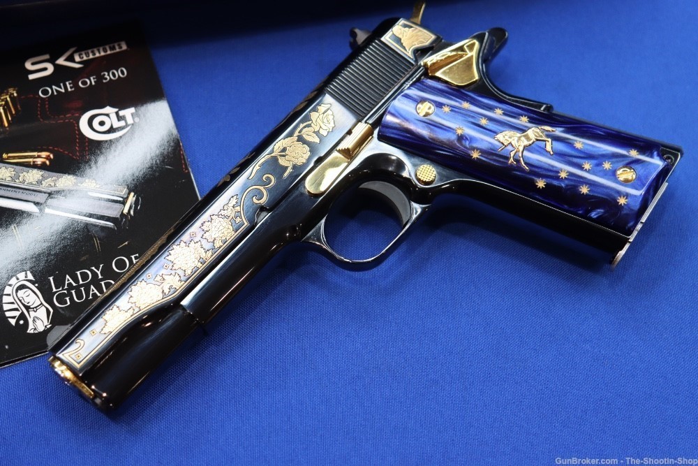 Colt 1911 LADY OF GUADALUPE Pistol 38 SUPER 1 of 300 Mexico GOLD ...