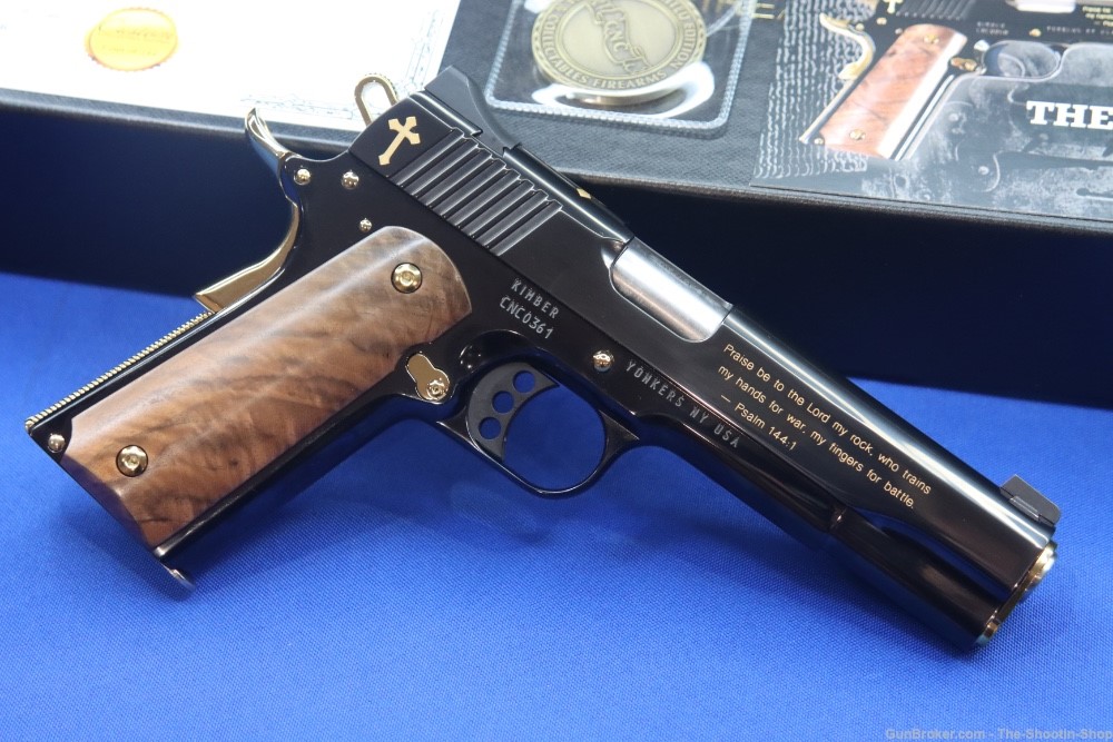 Kimber Crusader Pistol High Polished Gold 45ACP 1911 PSALM 144:1 Cross ...
