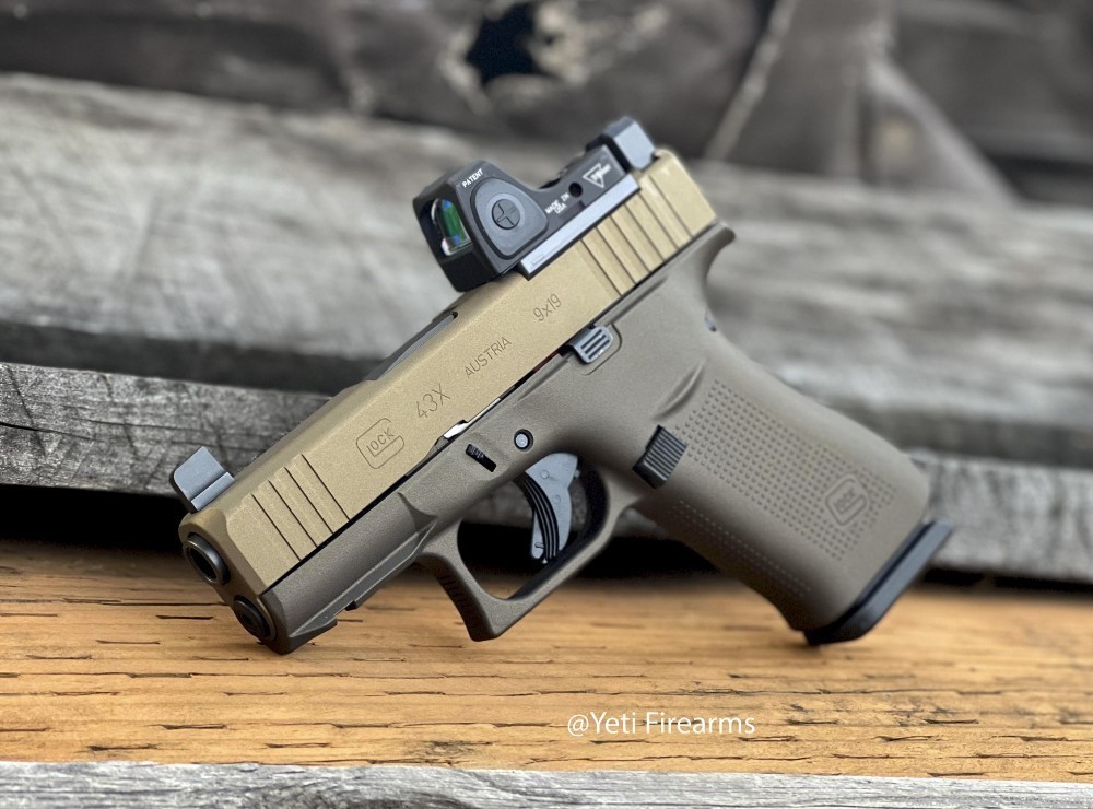 Glock 43x MOS 9mm Burnt / Midnight Bronze W/ CHPWS RMRcc 3.25 MOA No CC ...