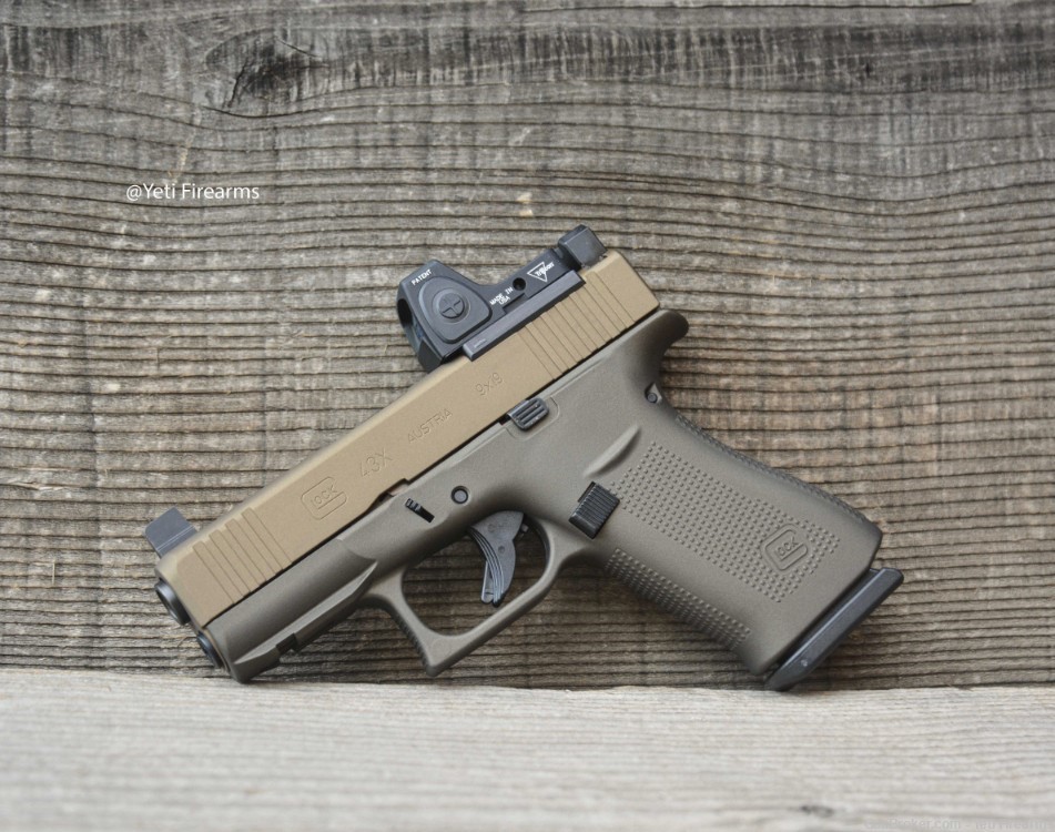 Glock 43x MOS 9mm Burnt / Midnight Bronze W/ CHPWS RMRcc 3.25 MOA No CC ...