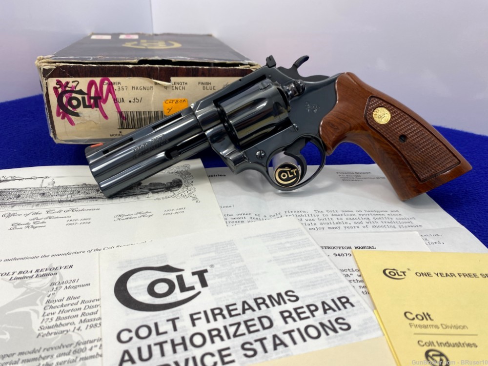1985 Colt BOA .357 Mag Royal Blue 4" *THE HOLY GRAIL COLT SNAKE* 1 of ...