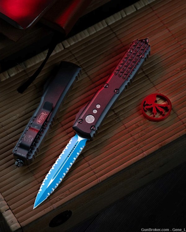 Microtech Ultratech Jedi Knight OTF Knife (3.4" Blue Full Serr) 122-D3 ...