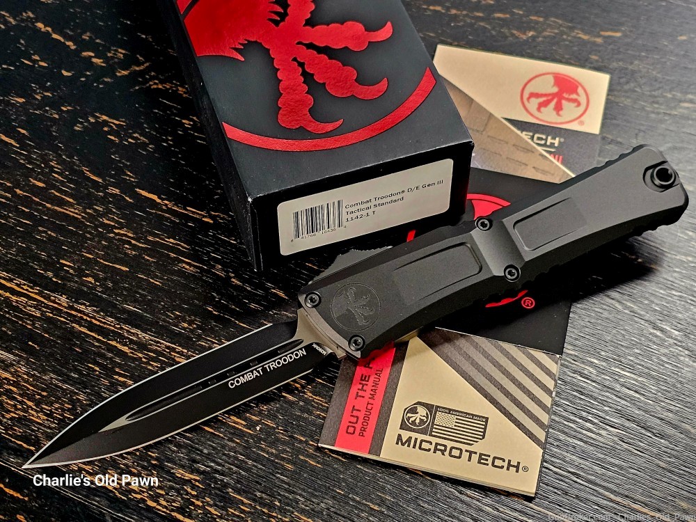 Microtech Combat Troodon D/E Gen III Black Tactical Standard OTF Automatic - Automatic Knives at ...
