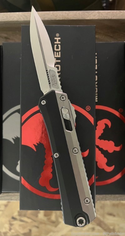 MICROTECH AUTOMATIC OTF GLYCON BAYONET STONEWASH D/E KNIFE - Automatic ...