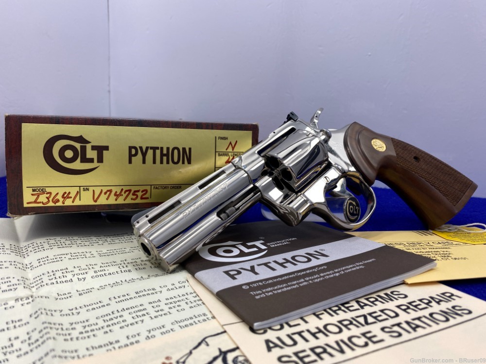 1979 Colt Python DESIRABLE Nickel 4" -LEGENDARY SNAKE SERIES ...