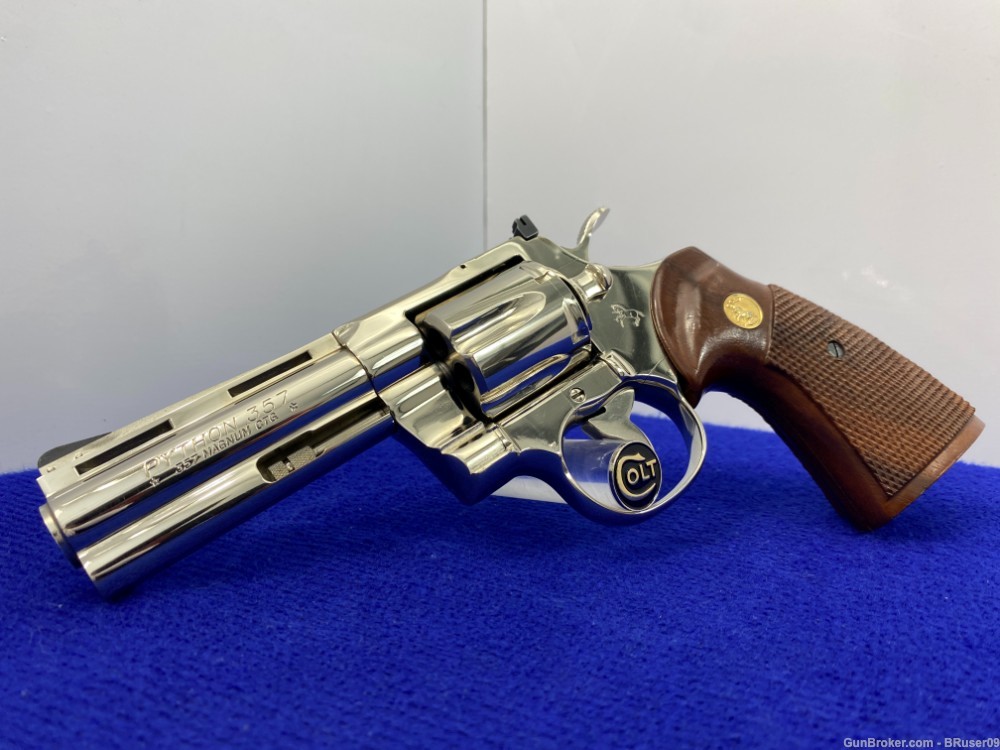 1981 Colt Python .357 Mag Nickel 4" -TIMELESS SNAKE SERIES- Stunning ...