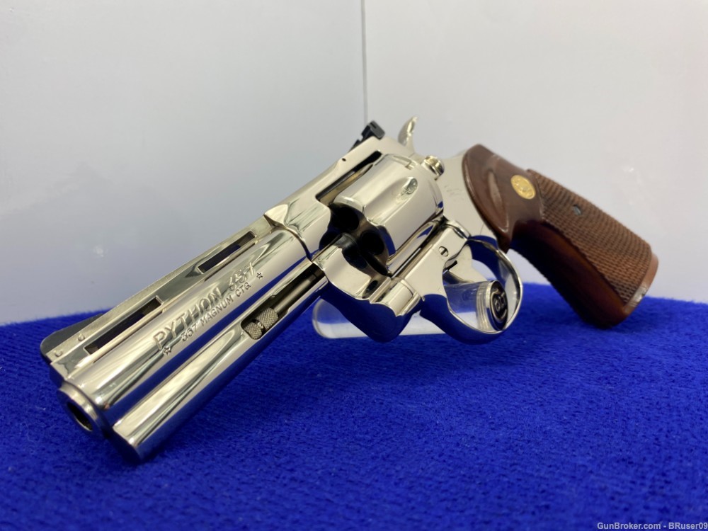 1981 Colt Python .357 Mag Nickel 4" -TIMELESS SNAKE SERIES- Stunning ...
