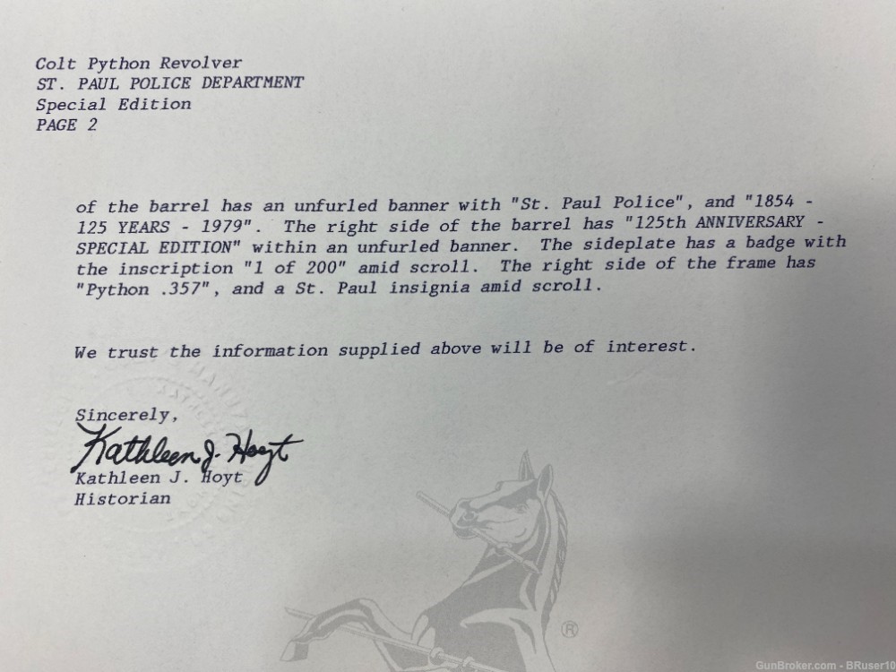 1980 Colt Python *SPECIAL EDITION ONE OF 200* St. Paul Police ...