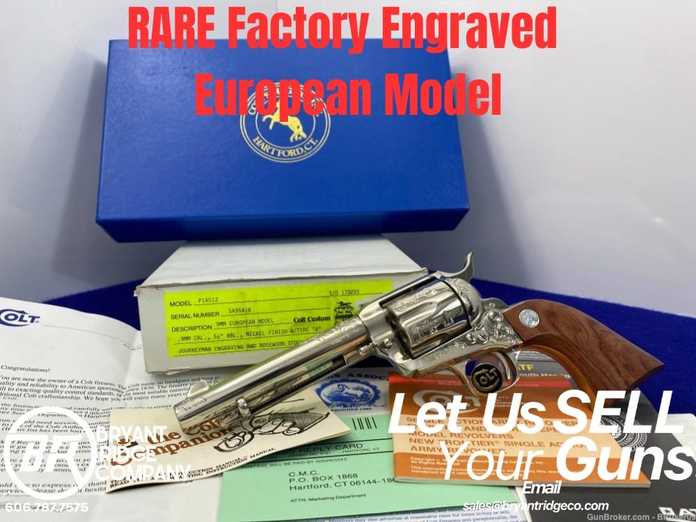 Colt Custom Shop Single Action Army 9mm *FACTORY ENGRAVED EUROPEAN ...