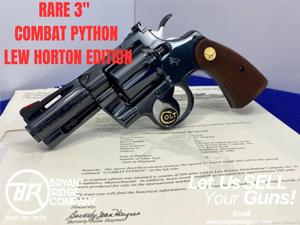 1988 Colt Combat Python .357 Mag *RARE 3" -COMBAT- LEW HORTON EDITION ...