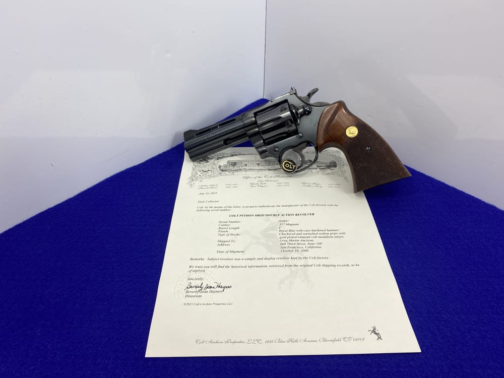 1998/1970 Colt Python MK III "Holy Grail Factory Prototype" Factory Letter - Revolvers at ...