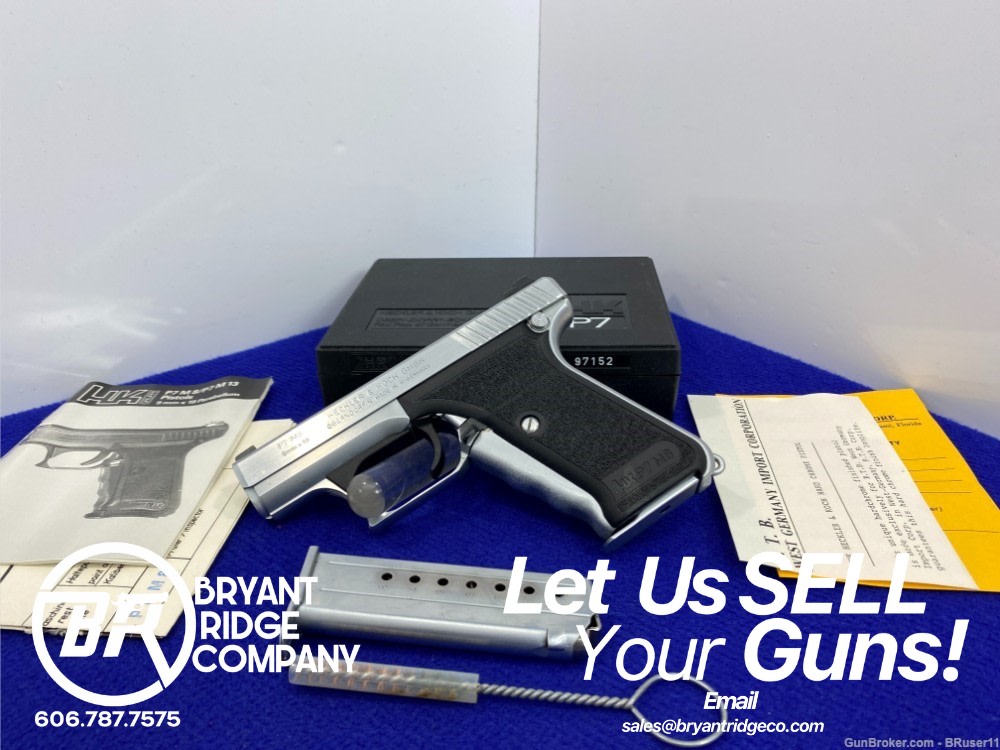 1987 Heckler & Koch P7 M8 9mm Chrome 4.13" *GERMAN SQUEEZE COCKER MODEL ...