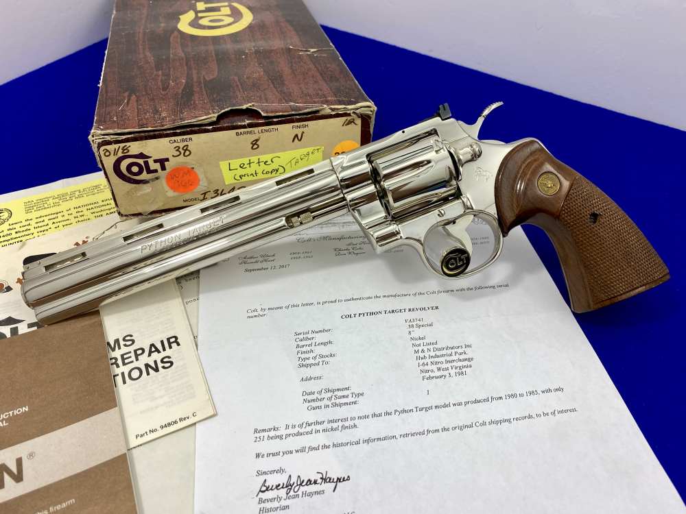 1981 Colt Python Target .38 spl *RARE NICKEL TARGET MODEL* -1 of only 251- - Revolvers at ...