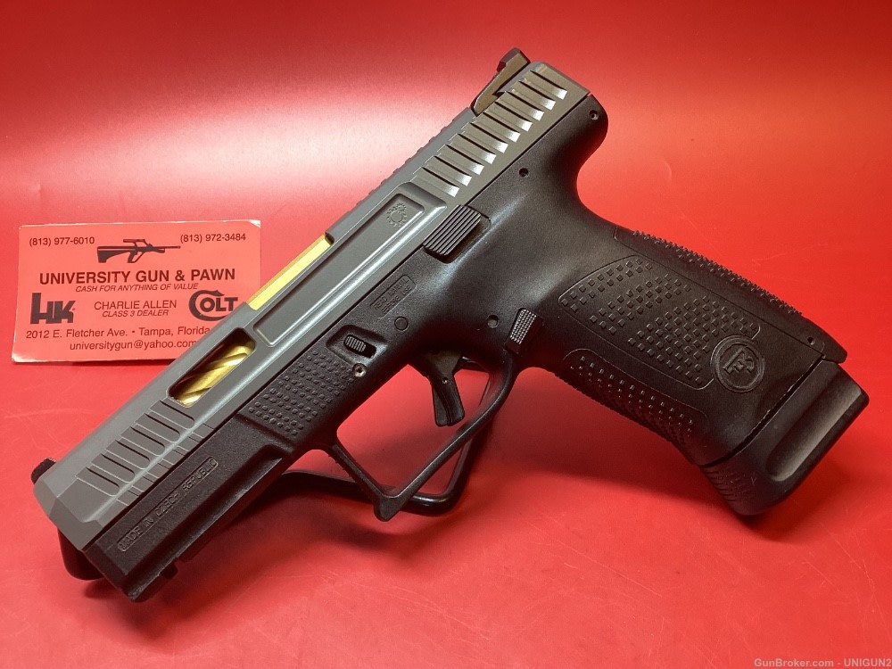 Custom CZ P10-C .9mm 4” Grey & Black Lightning Cuts, Gold P10C - Semi ...