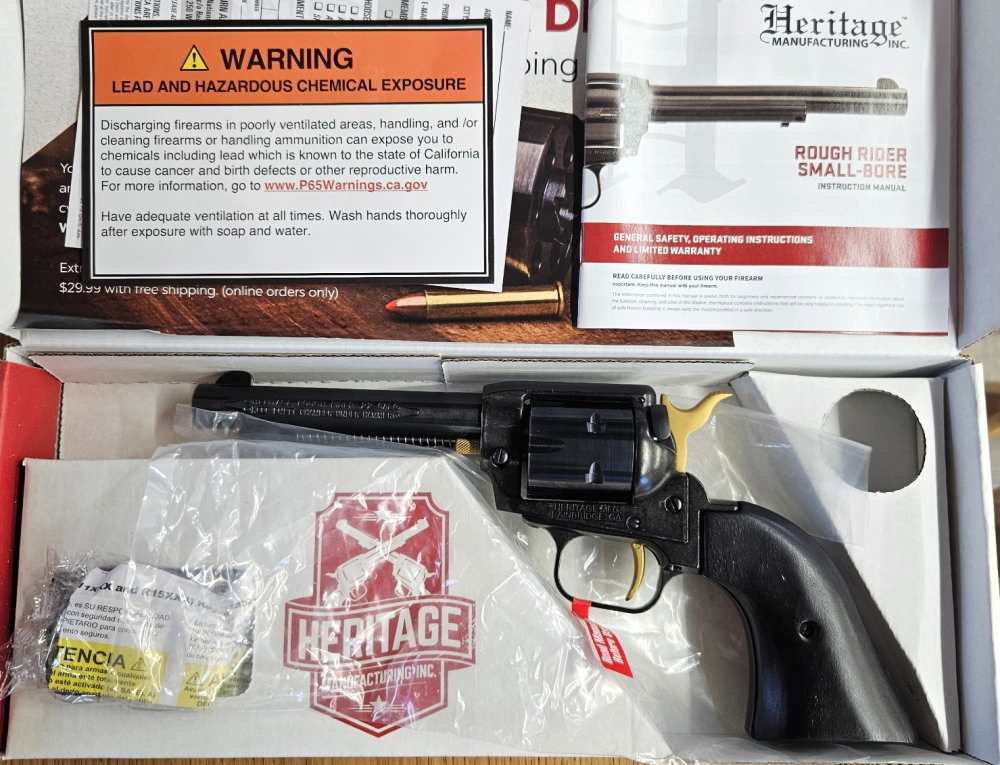 FACTORY NIB Heritage Rough Rider Gold Accents Single Action Revolver ...