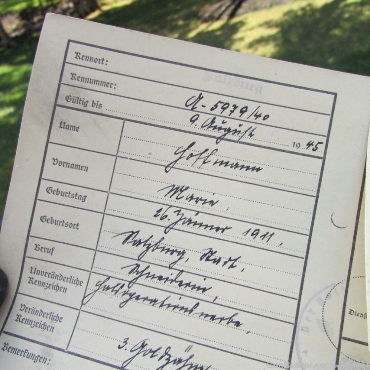 GERMAN WWII NSDAP IDENTIFICATION CARD "KENNKARTE" (AUG 10 1940) - WWI ...