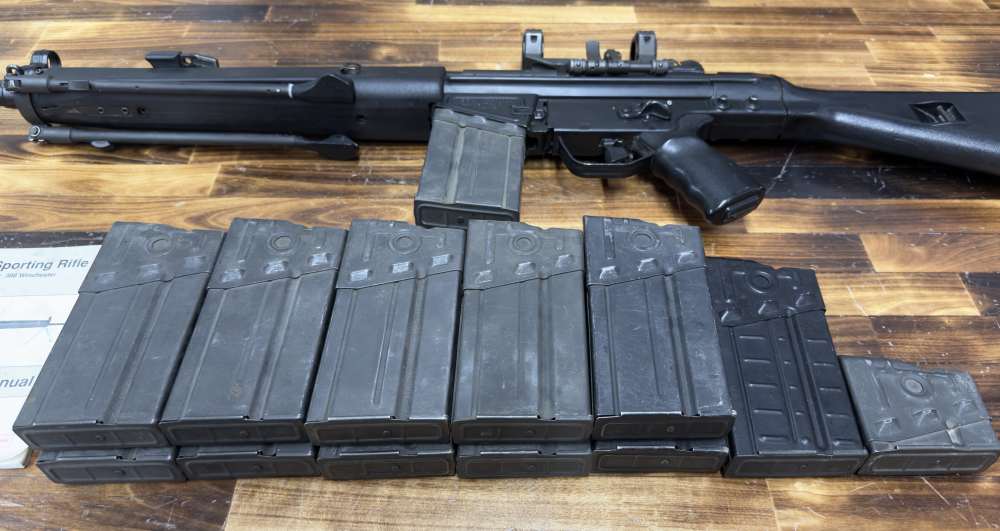 H&K SR9 W/ORIGINAL HK CLAW MOUNT / OWNERS MANUAL & 12 MAGS! PRICE ...