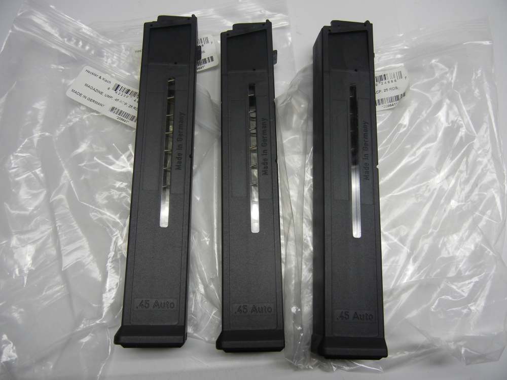 3 H&K UMP 25 Round .45 Factory Magazines New - HK Magazines & HK Clips ...