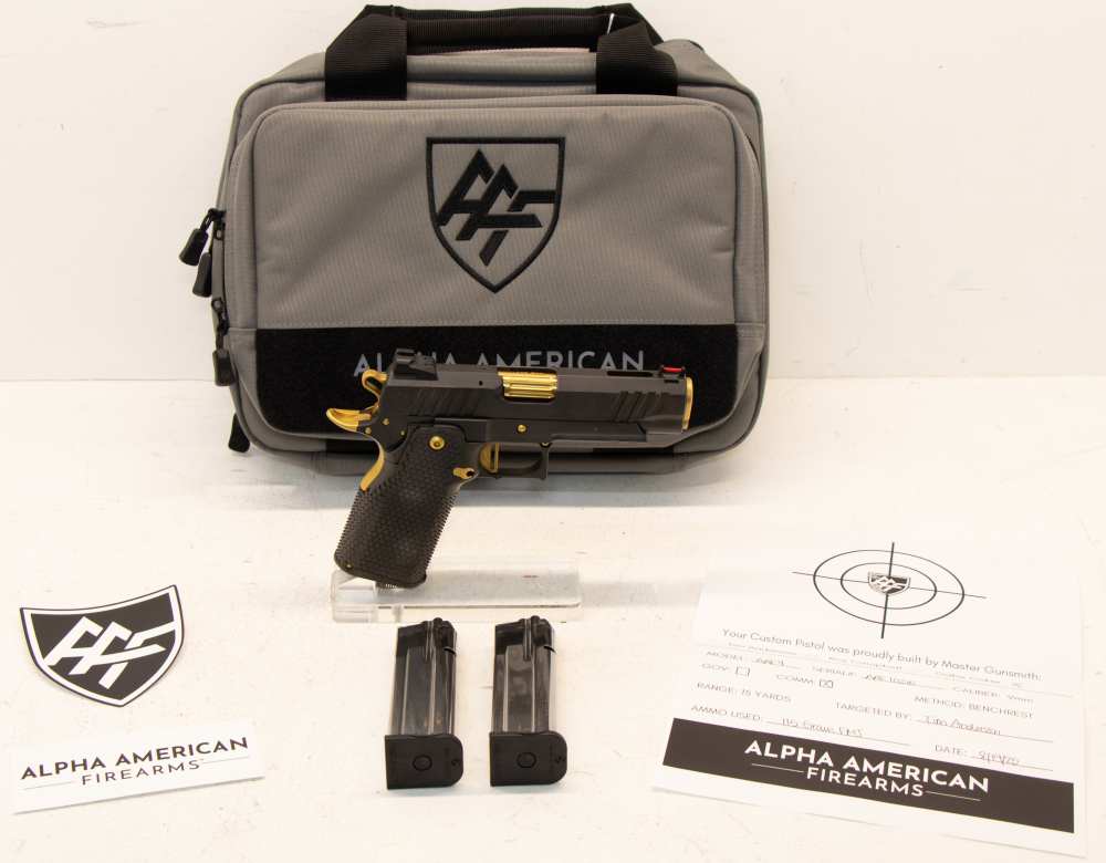 Alpha American AAF 4 Commander Double Stack 1911 IOS 9mm Gold / Black ...