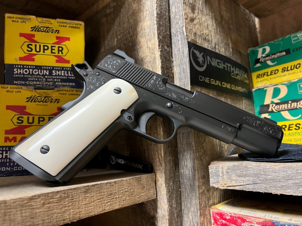 Nighthawk Custom VIP BLACK .45ACP 1911 Pistol Giraffe bone grip ...