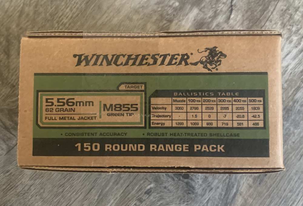 NEW IN BOX Winchester 5.56 62gr M855 Green Tip 150 rounds - Rifle Ammo ...
