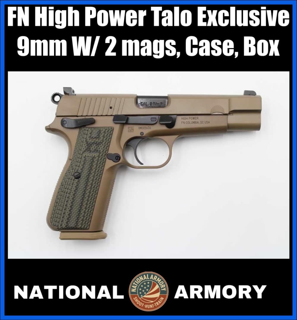 FN High Power Talo Exclusive 9mm FDE Pistol G10 OD Green Grips *Like ...