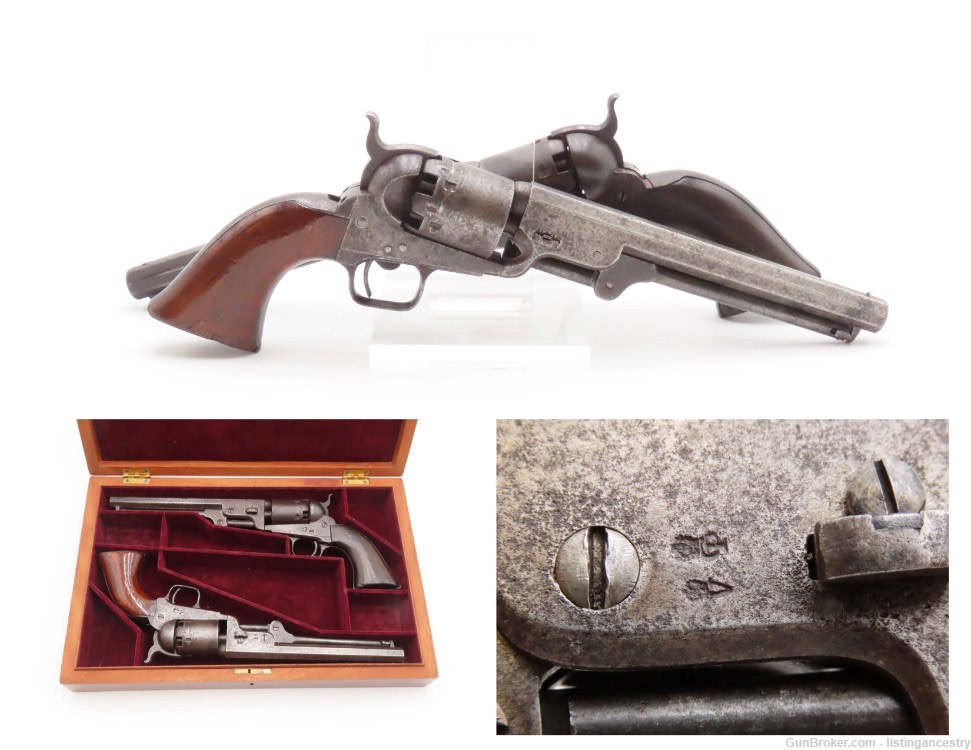 CASED BRACE of CIVIL WAR Era Antique COLT M1851 NAVY Percussion ...