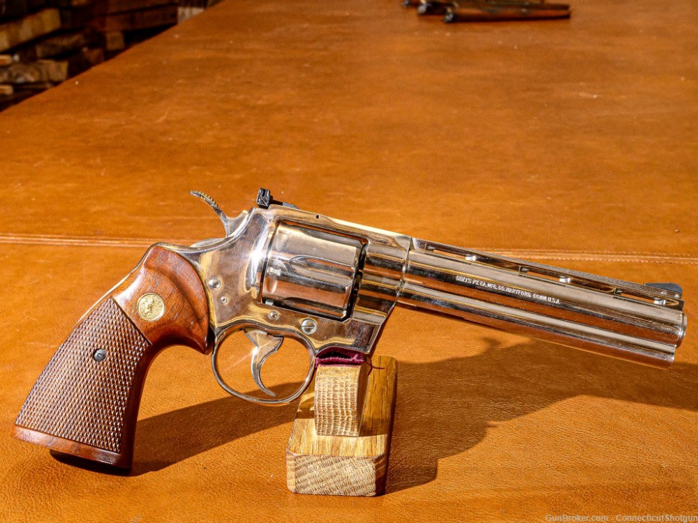 Colt - Python, Shiny Nickel Finish, .357 Magnum. 6" Ventilated Rib ...