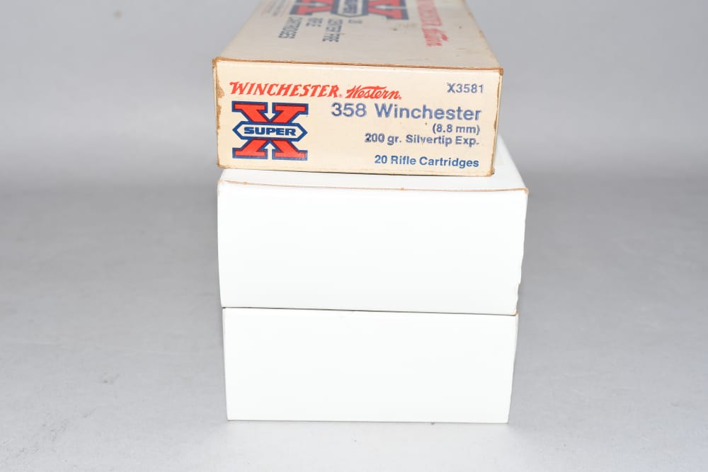 3 Boxes 40 Rds & 20 Fired Cases 358 Winchester Silvertip & AFSCO Custom ...