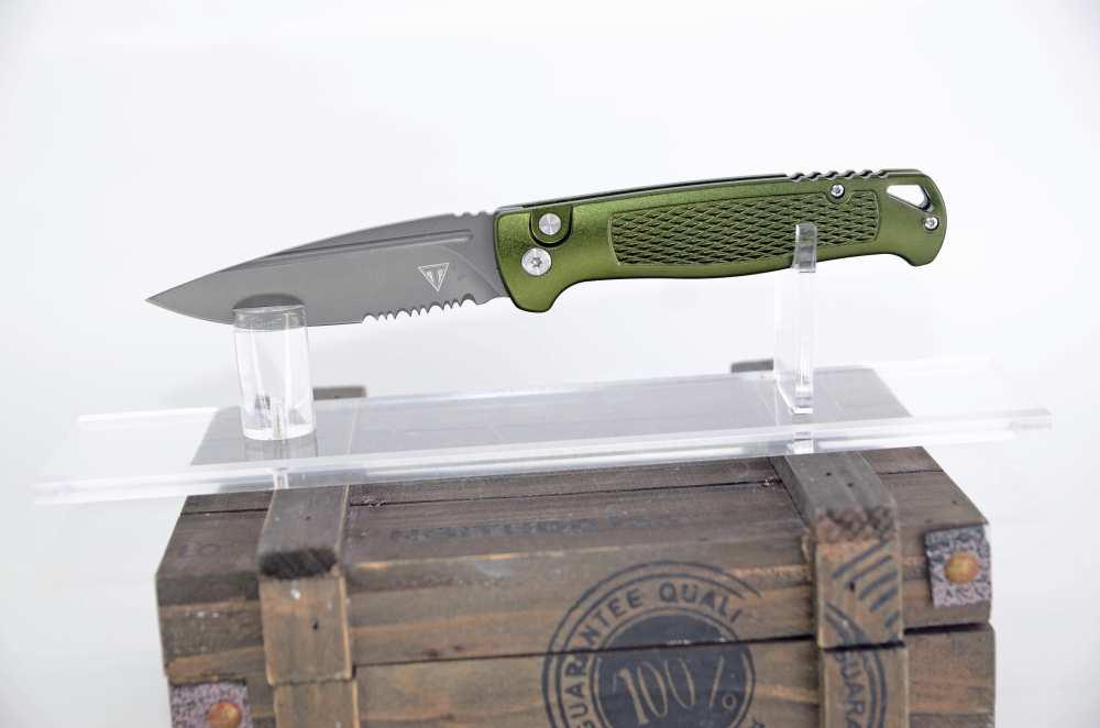 Switchblade Out the Side Military Green Automatic Knife - Automatic ...