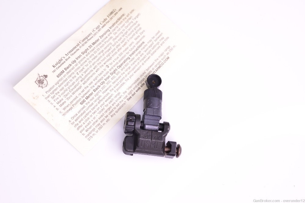 Knights Armament KAC 600M BUIS USMC Flip Rear Sight M110 MK12 MK18 COLT ...