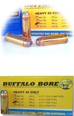 Buffalo Bore 45 Colt (Heavy) 260 gr JHP (1,450 fps) 14 boxes x 20= 280 ...