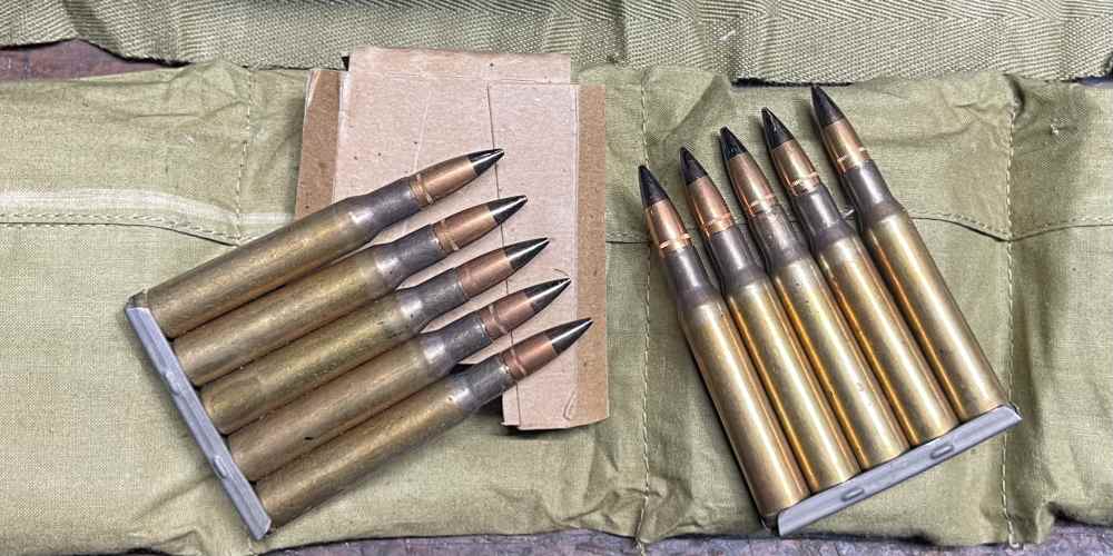 Bandoleer 30-06 AP “Black Tip” on 5rd Clips. Springfield 1903 M1 Garand ...